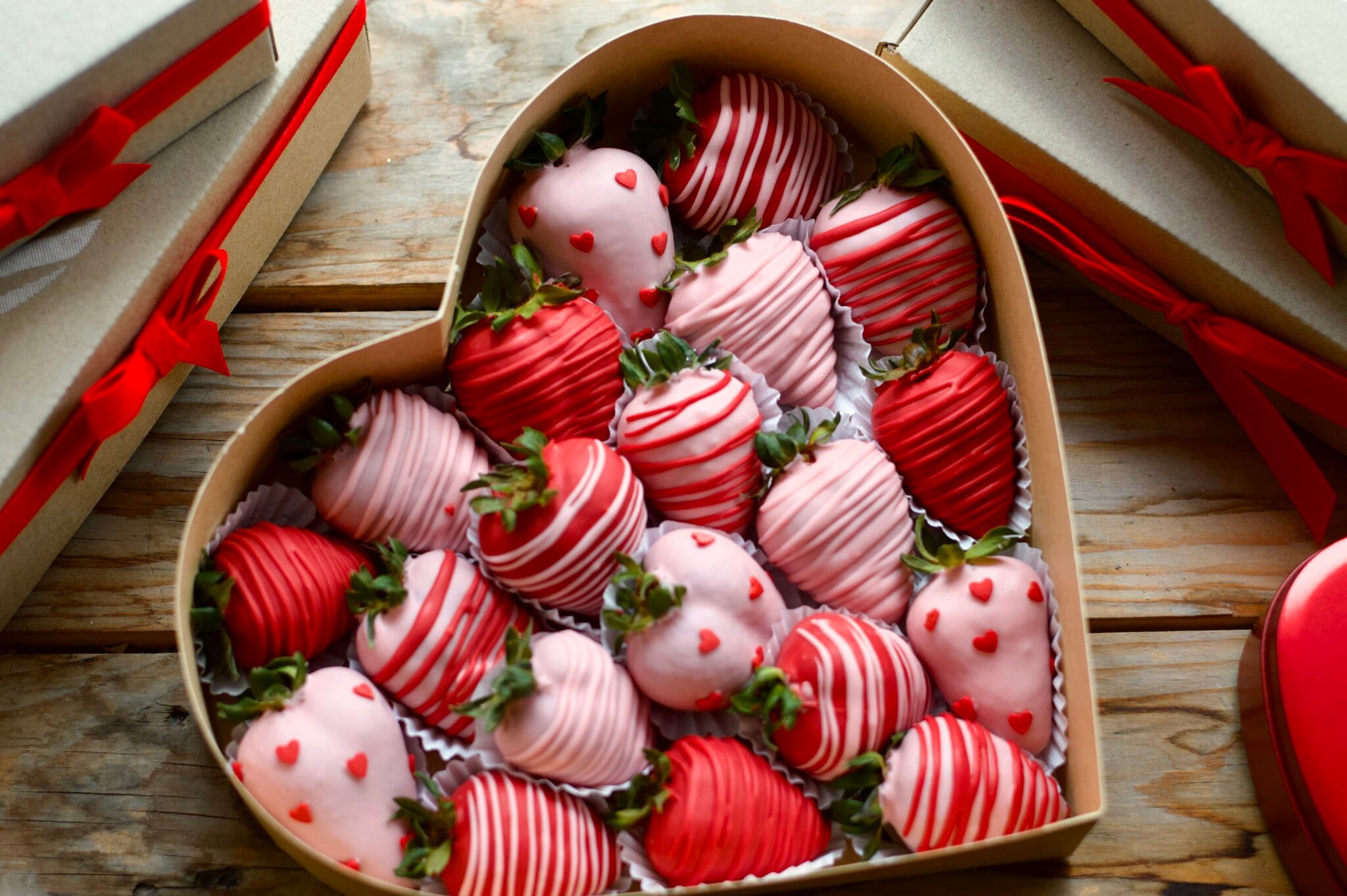 Fresas Caja de 20 fresas en forma de corazón de San Valentín rojo ...